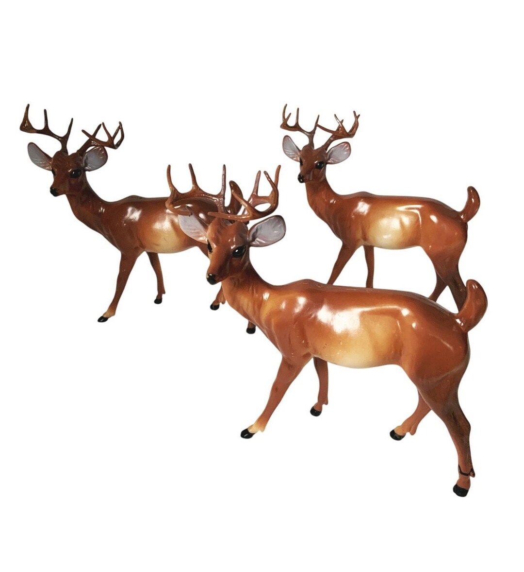 Vintage Set of 3 1960s Hard Plastic Reindeer Buck Deer Made in Hong ...