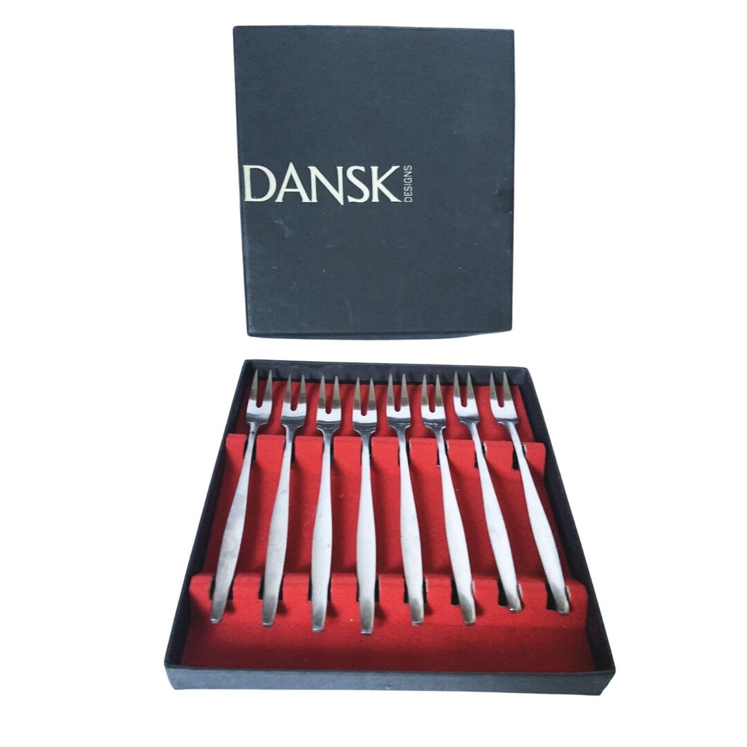 Vintage Dansk Shrimp Forks Set of 8 in Original Box W Small Tear in ...