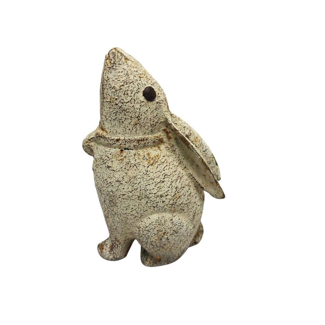 Vintage Solid Cast Iron Moon Gazing Rabbit 6" Japanese Bunny Door Stop ...