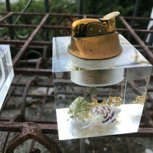 Vintage MCM Set Lucite Cigarette Case and Lighter Sea Shells - Etsy