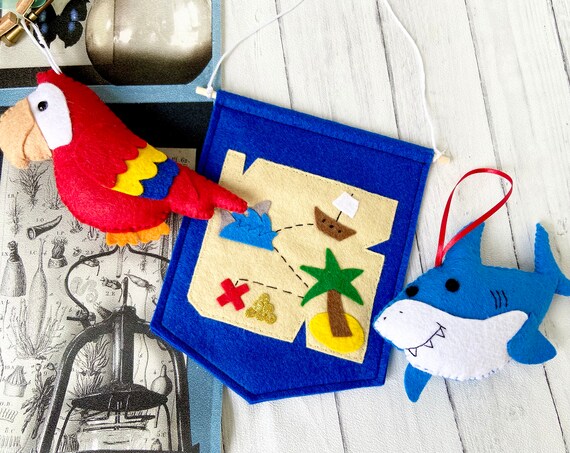 Pirate wall pennant flag Treasure map pennant banner wall | Etsy
