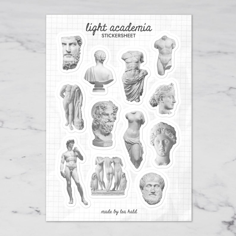Light Academia Sticker: Greek Philosophers, Gods and Statues Bullet ...