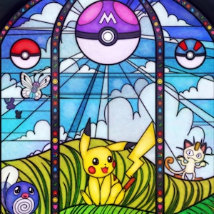 Pokemon Window Stained Glass Inspired A3 Print Poster | Etsy