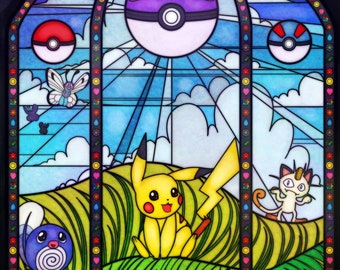 Pikachu Stained Glass | Etsy