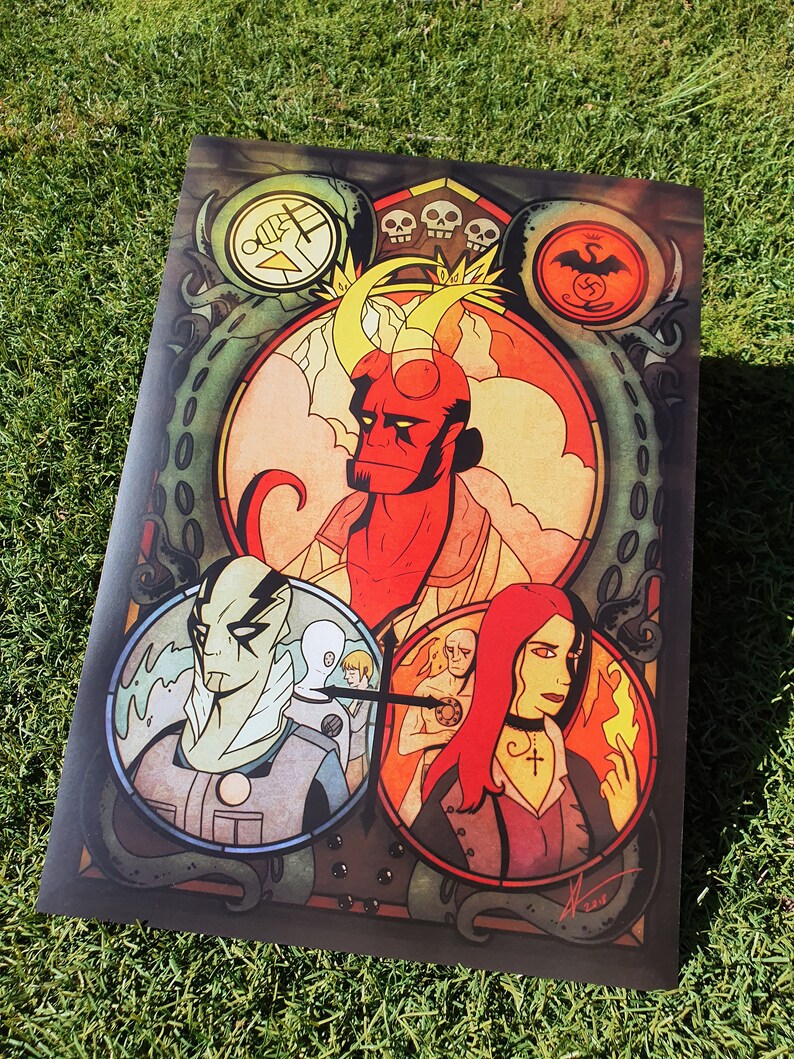 Hellboy Stained Glass A3 Print BPRD Art Print Matte - Etsy
