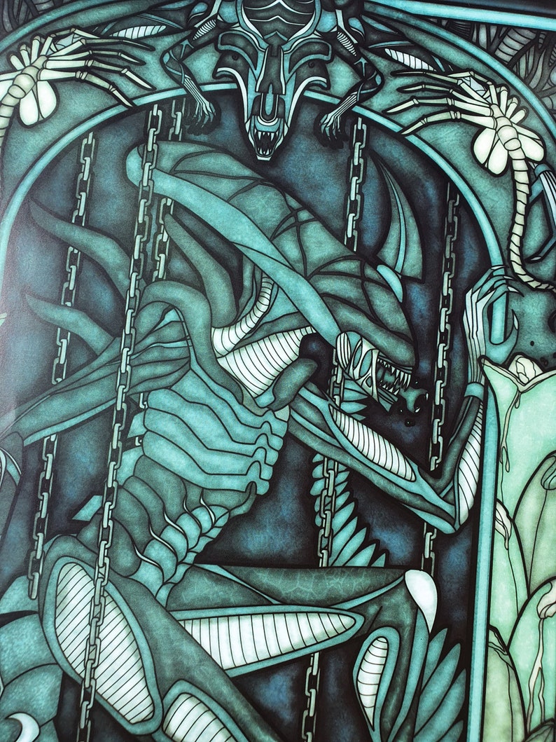 Xenomorph Stained Glass A3 Print - Alien Queen - Art Print - Etsy