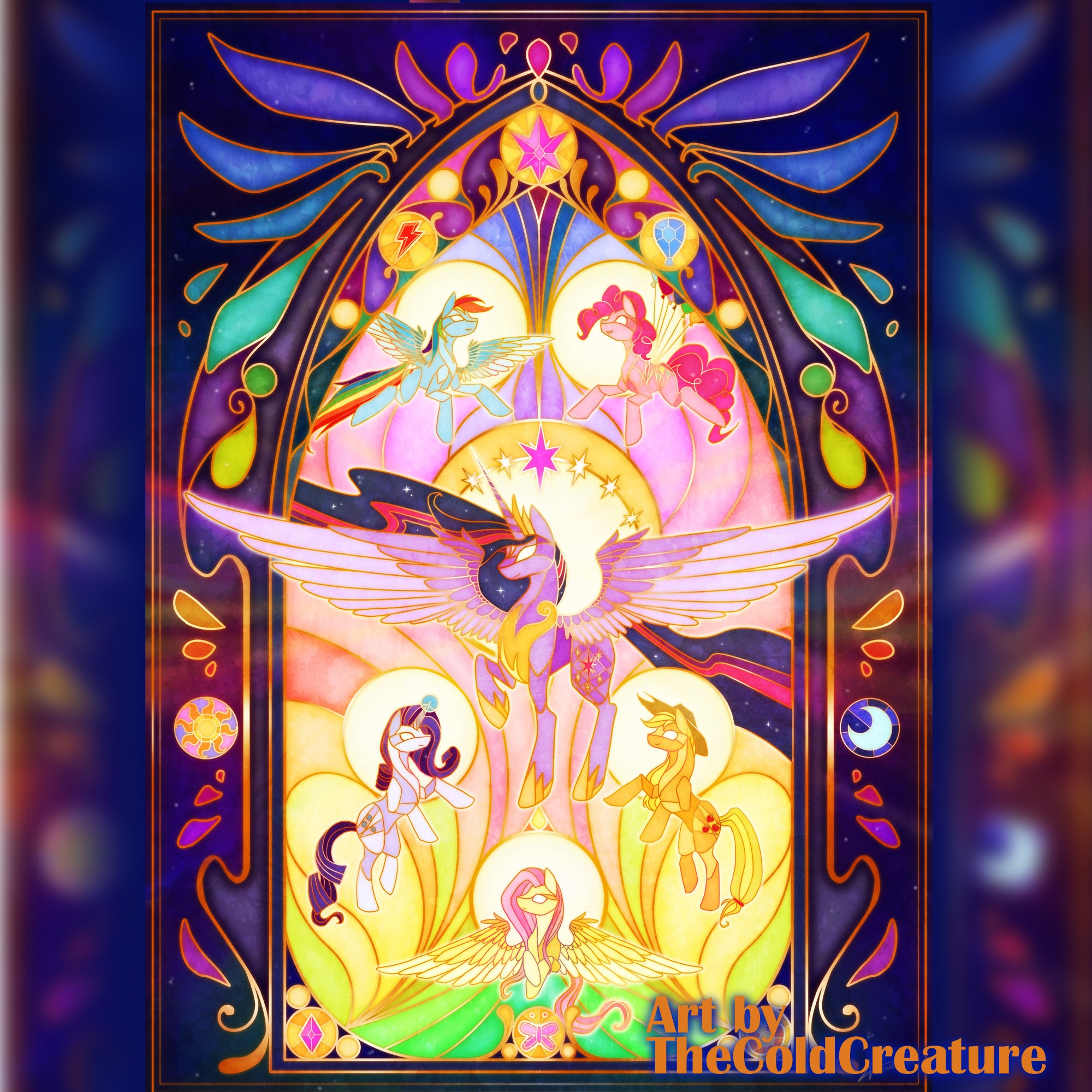 Friendship is Magic MLP Stained Glass A3 Print - Etsy Finland