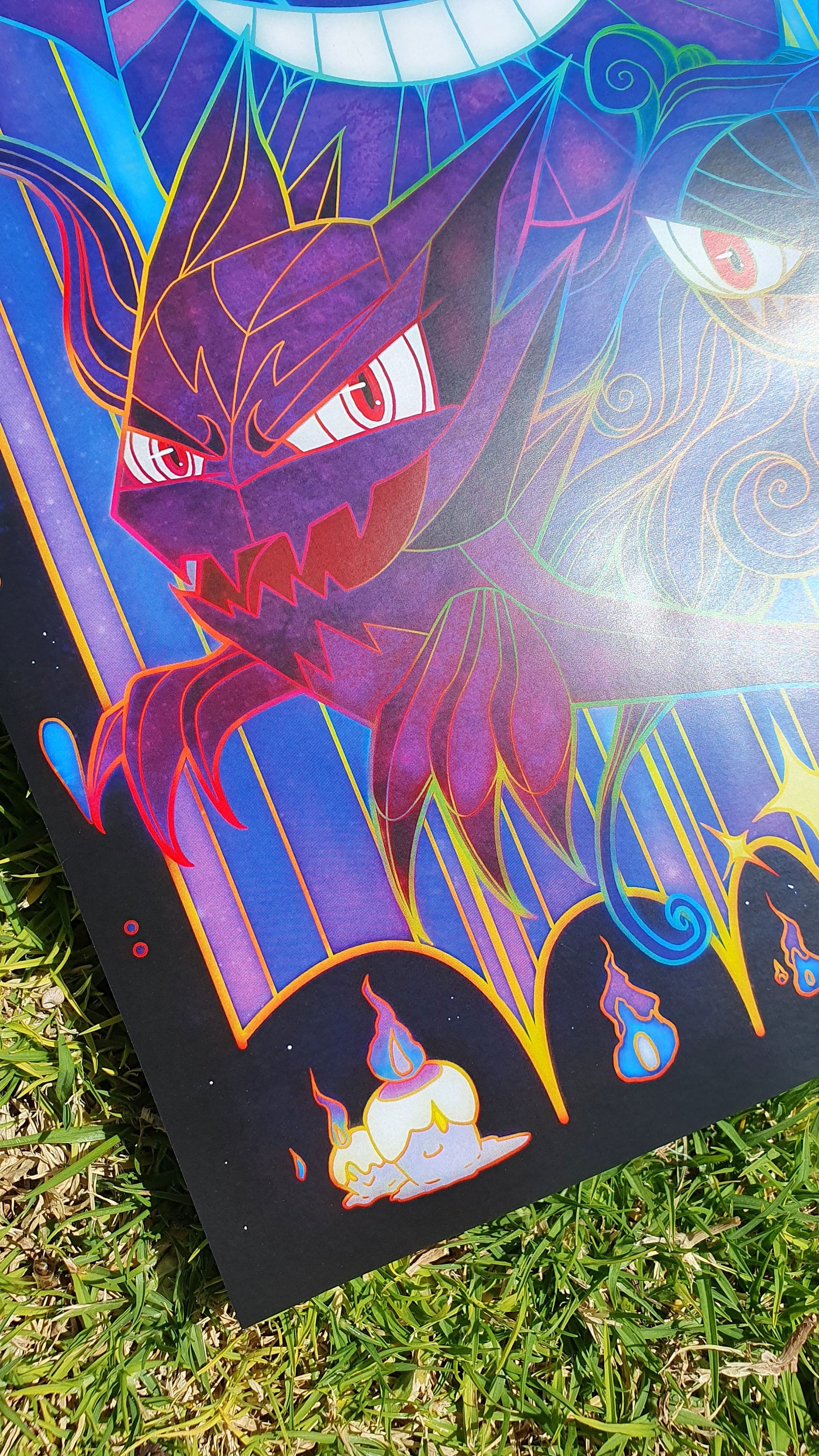 Gengar Evolution Stained Glass A3 Art Print Pocket Monster - Etsy Australia