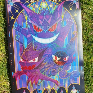 Gengar Evolution - Stained Glass A3 Art Print - Pocket Monster - Etsy