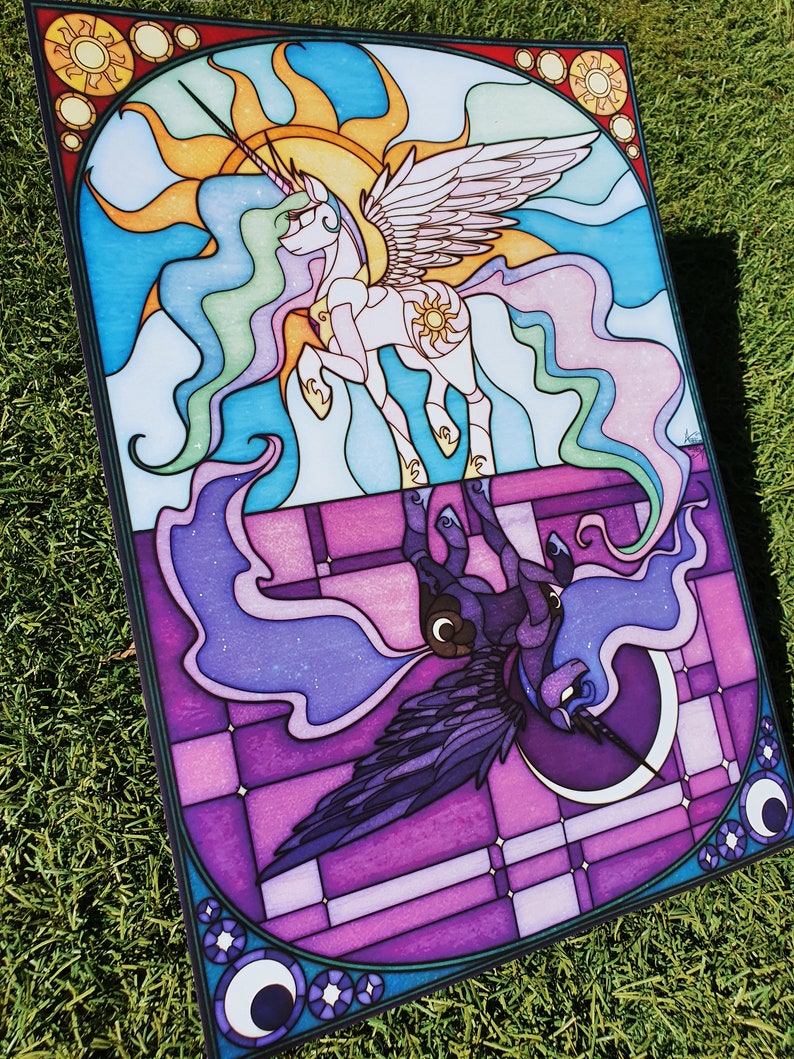 Princess Stained Glass A3 Print Celestia Luna MLP My Little Pony - Etsy