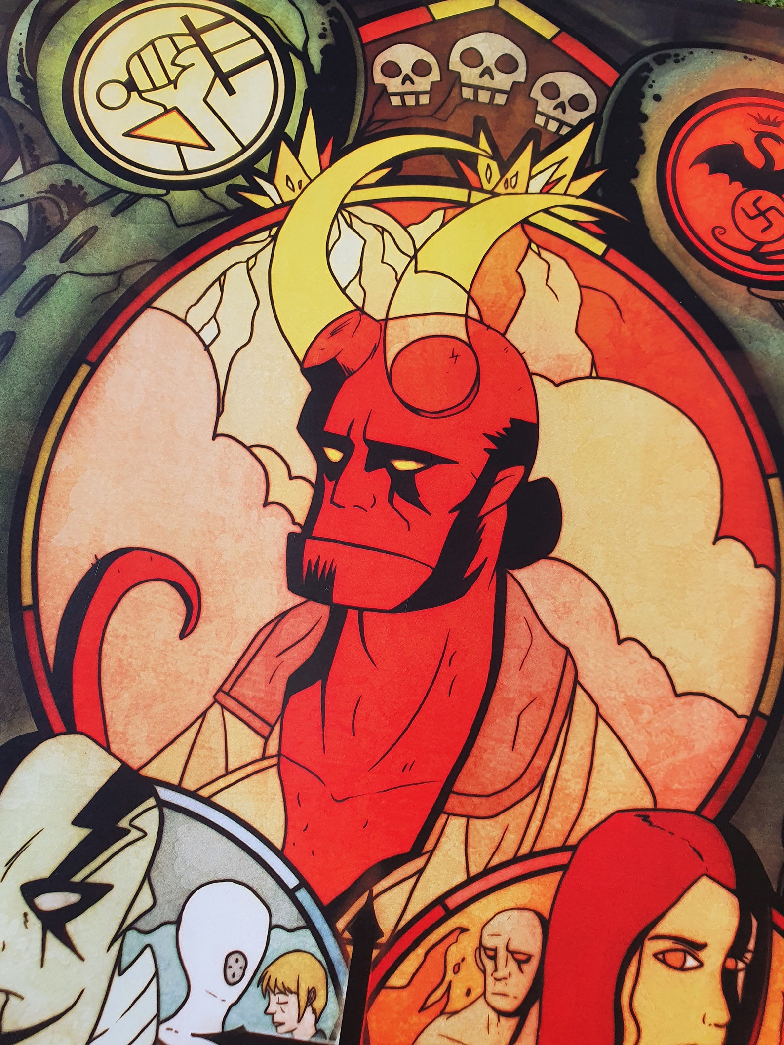 Hellboy Stained Glass A3 Print BPRD Art Print Matte - Etsy