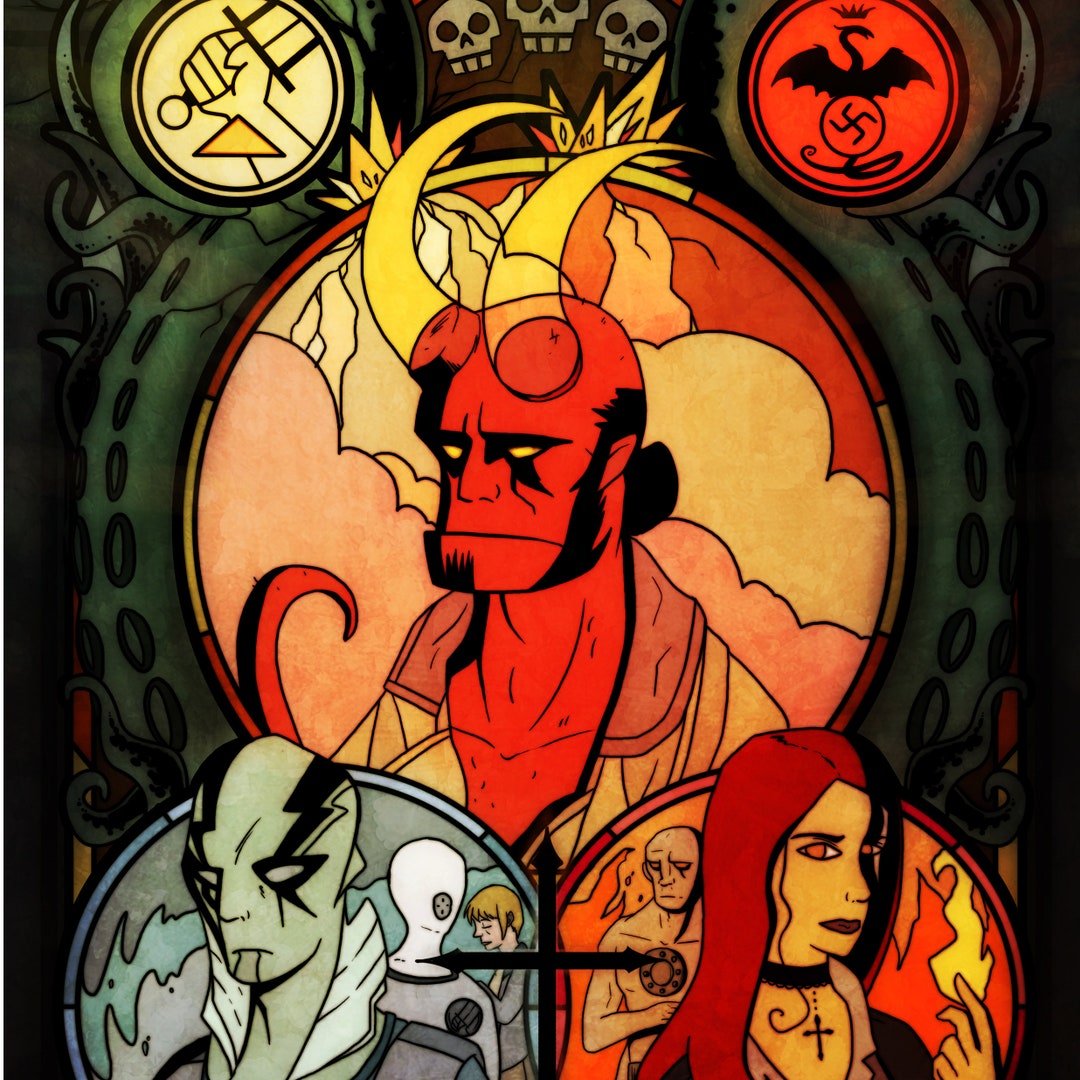 Hellboy Stained Glass A3 Print - BPRD - Art Print Matte - Etsy