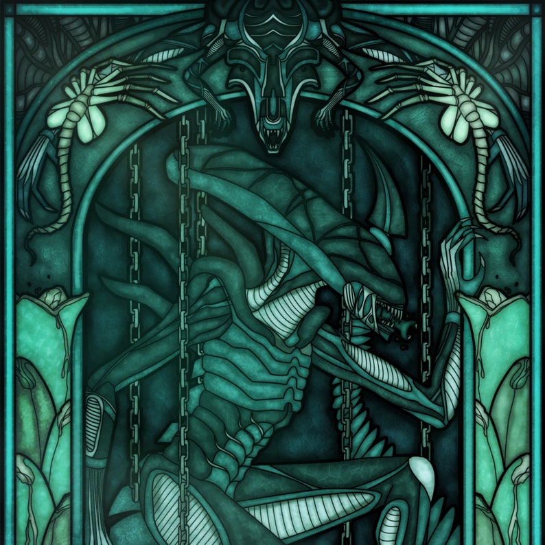 Xenomorph Stained Glass A3 Print - Alien Queen - Art Print - Etsy