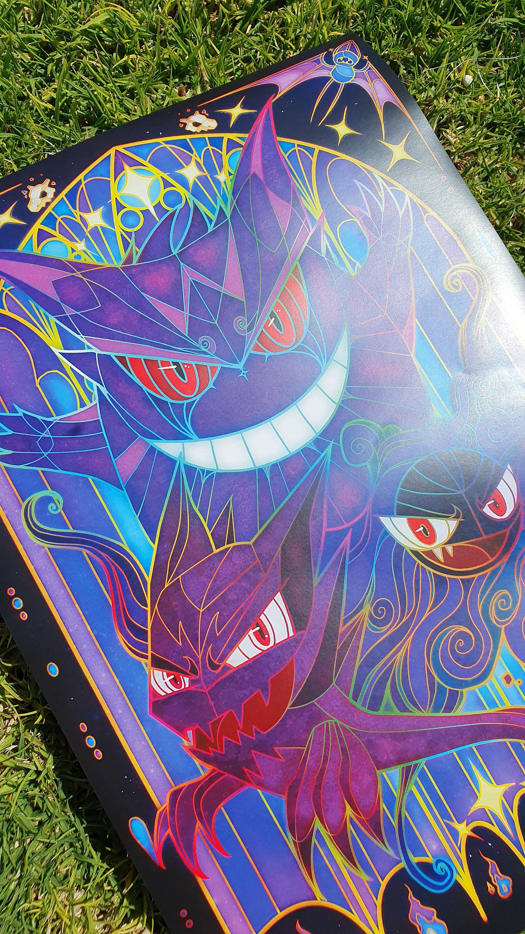 Gengar Evolution Stained Glass A3 Art Print Pocket Monster - Etsy Australia