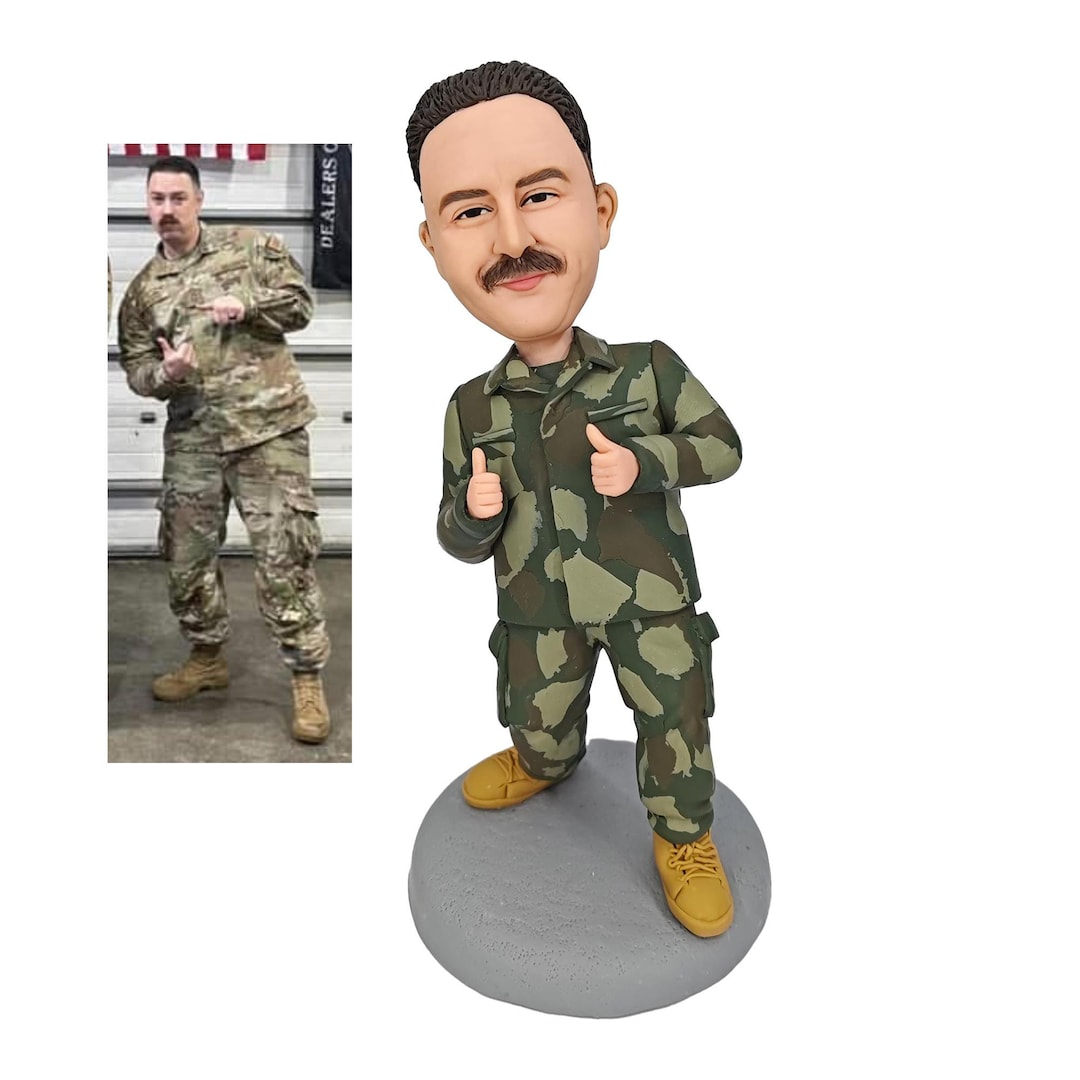 Military-themed Custom Bobblehead:camo Uniform,thumbs-up Pose ...