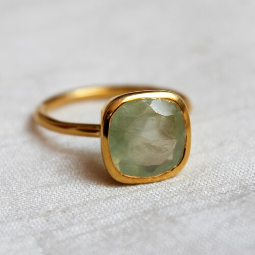 Fluorite Ring Sterling Silver Ring Gold Plated Ring Square | Etsy