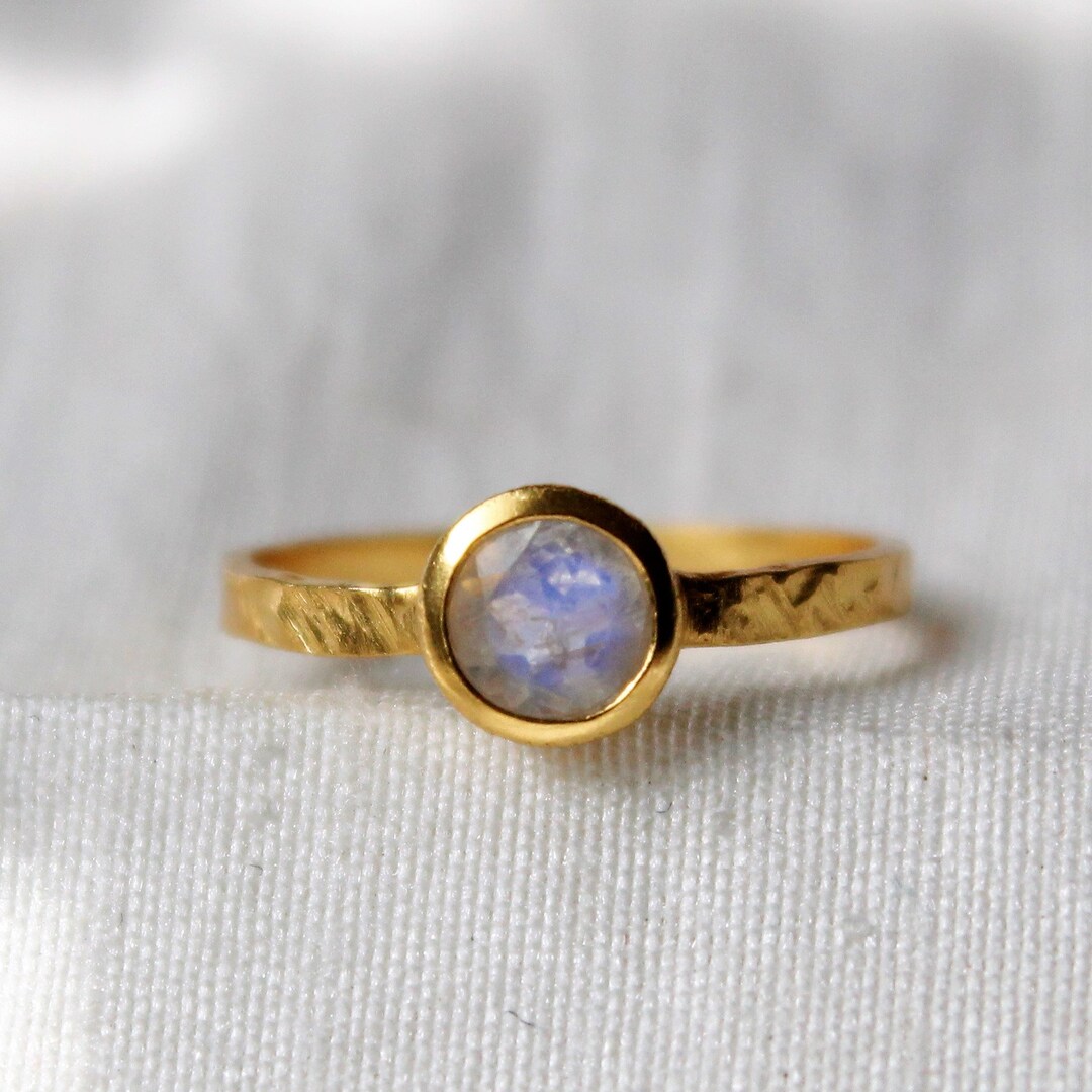 Moonstone Ring,stacking 925 Sterling Silver Ring, Gold Plated, Thin ...