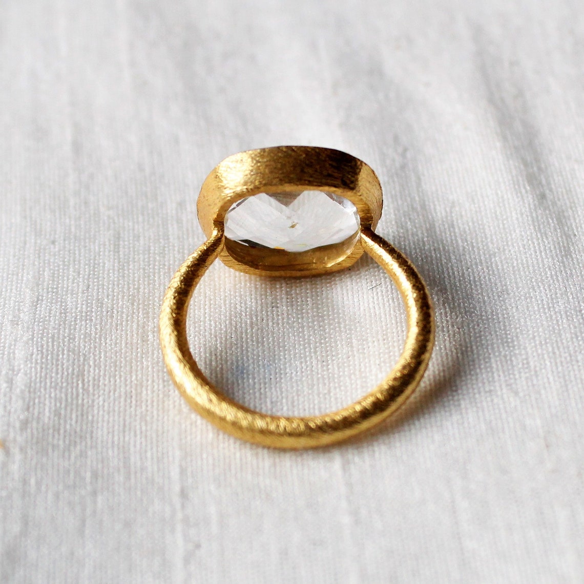 Rock Crystal Ring Sterling Silver Ring Gold Plated Ring - Etsy