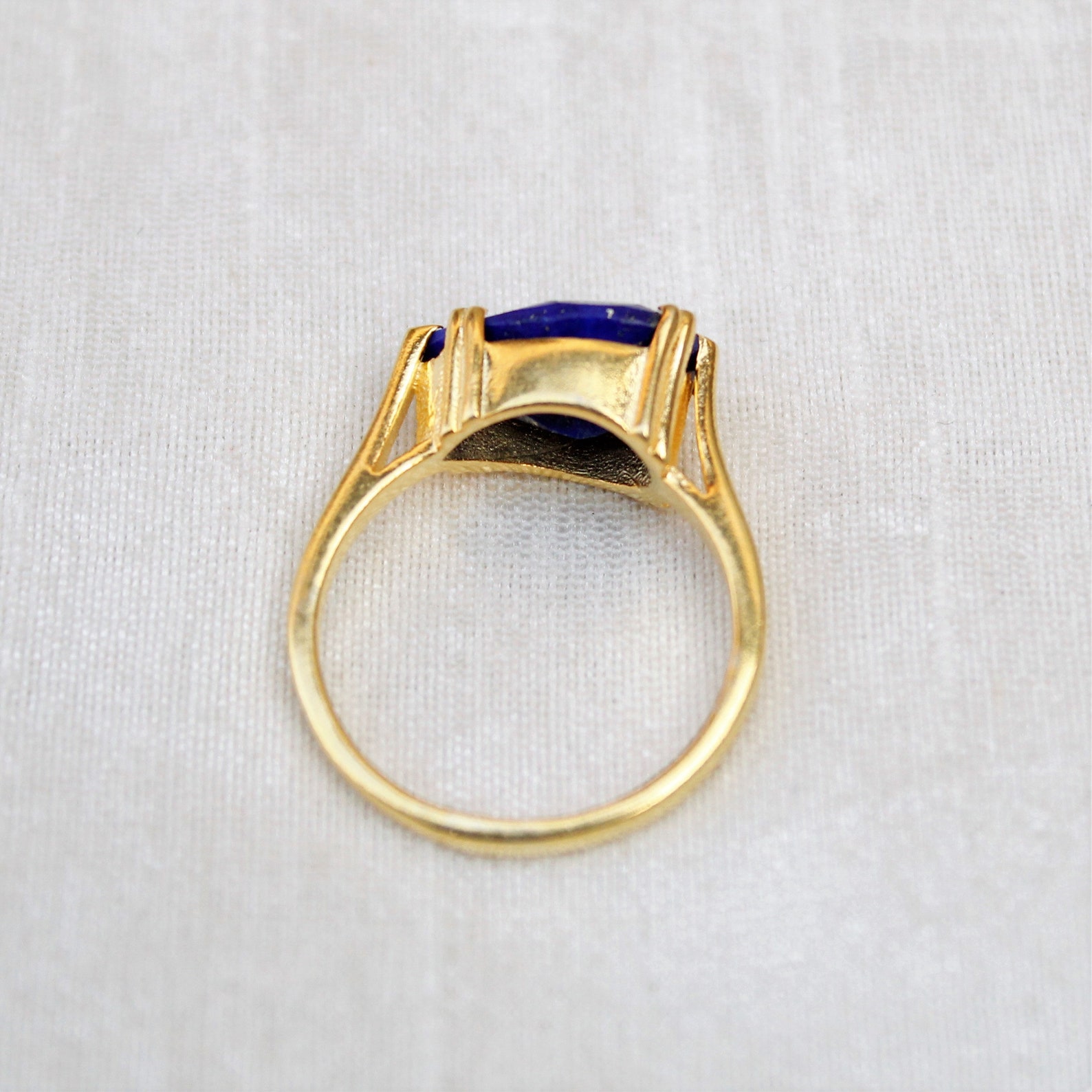 Natural Lapis Lazuli Ring Lapis Gold Plated Ring 925 | Etsy