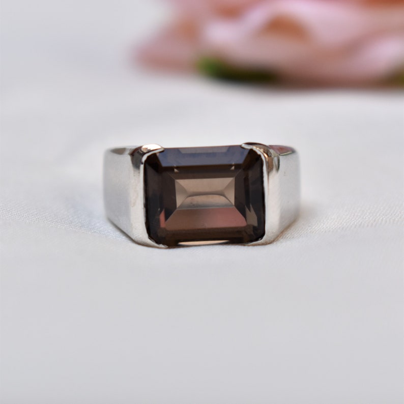 Smoky Quartz Ring Smoky Quartz Sterling Silver Ring Smoky - Etsy