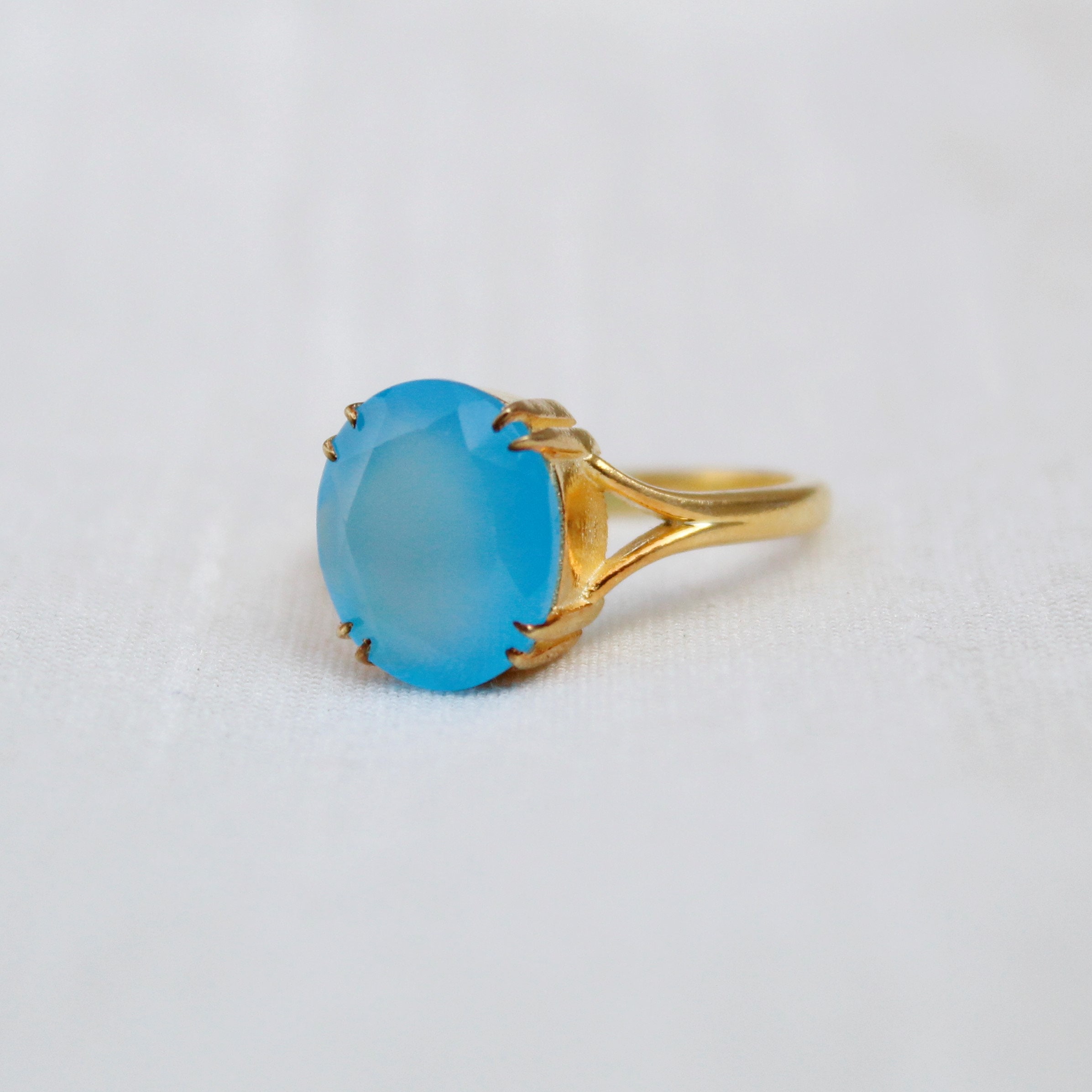 Anillo de calcedonia azul Anillo de plata de ley 925 Anillo - Etsy España