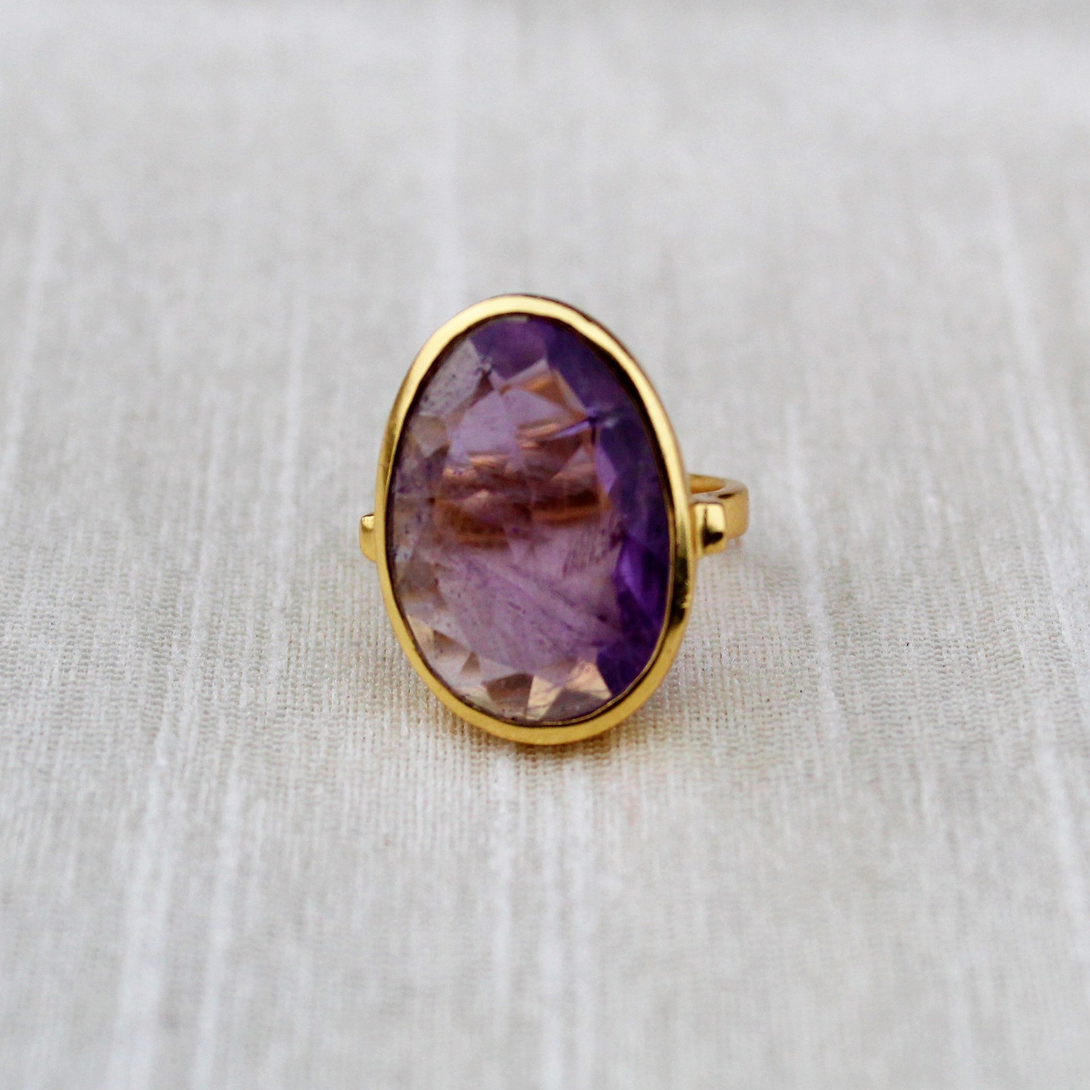 Natural Amethyst Ring, Sterling Silver Ring, Gold Plated Ring, Purple ...