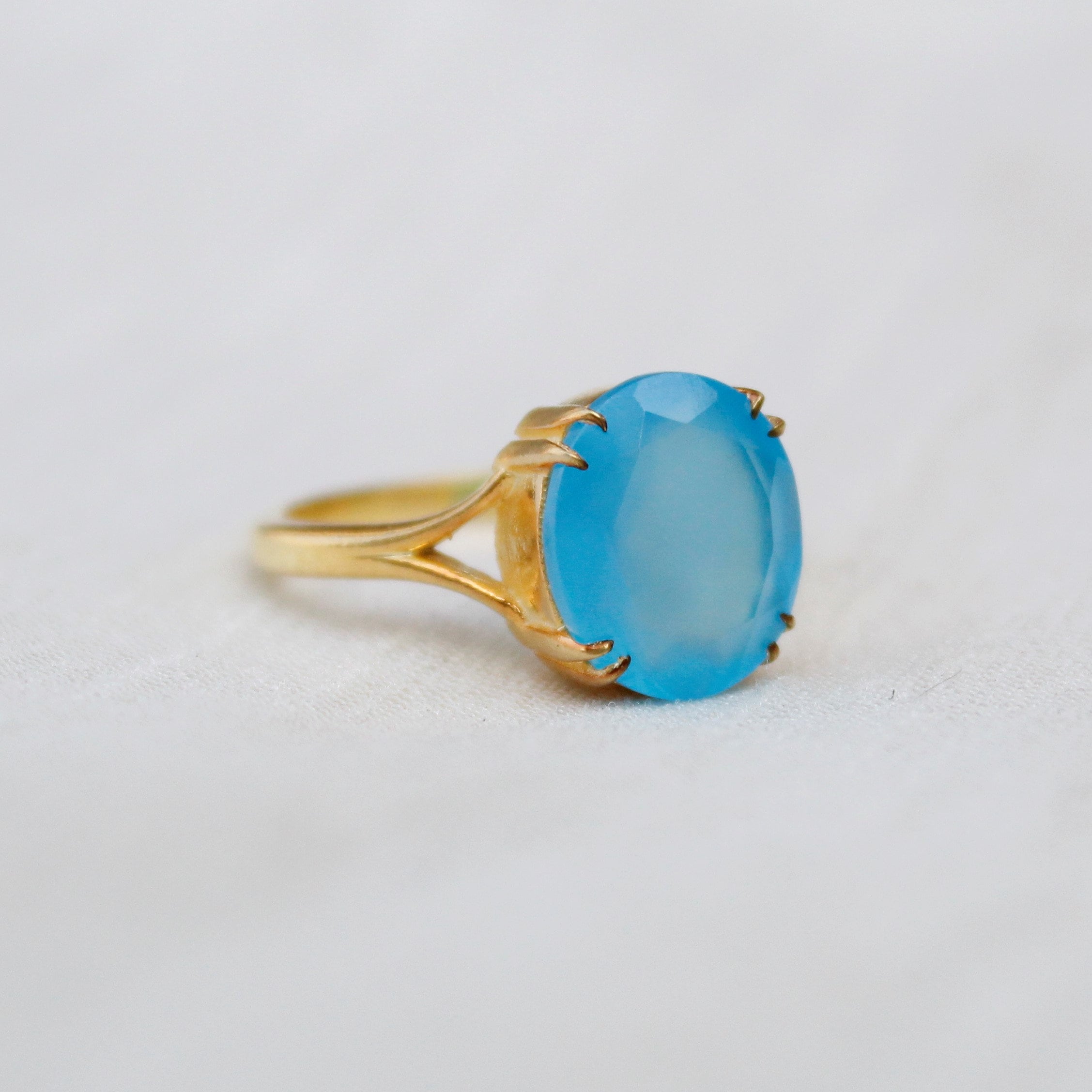 Anillo de calcedonia azul Anillo de plata de ley 925 Anillo - Etsy España