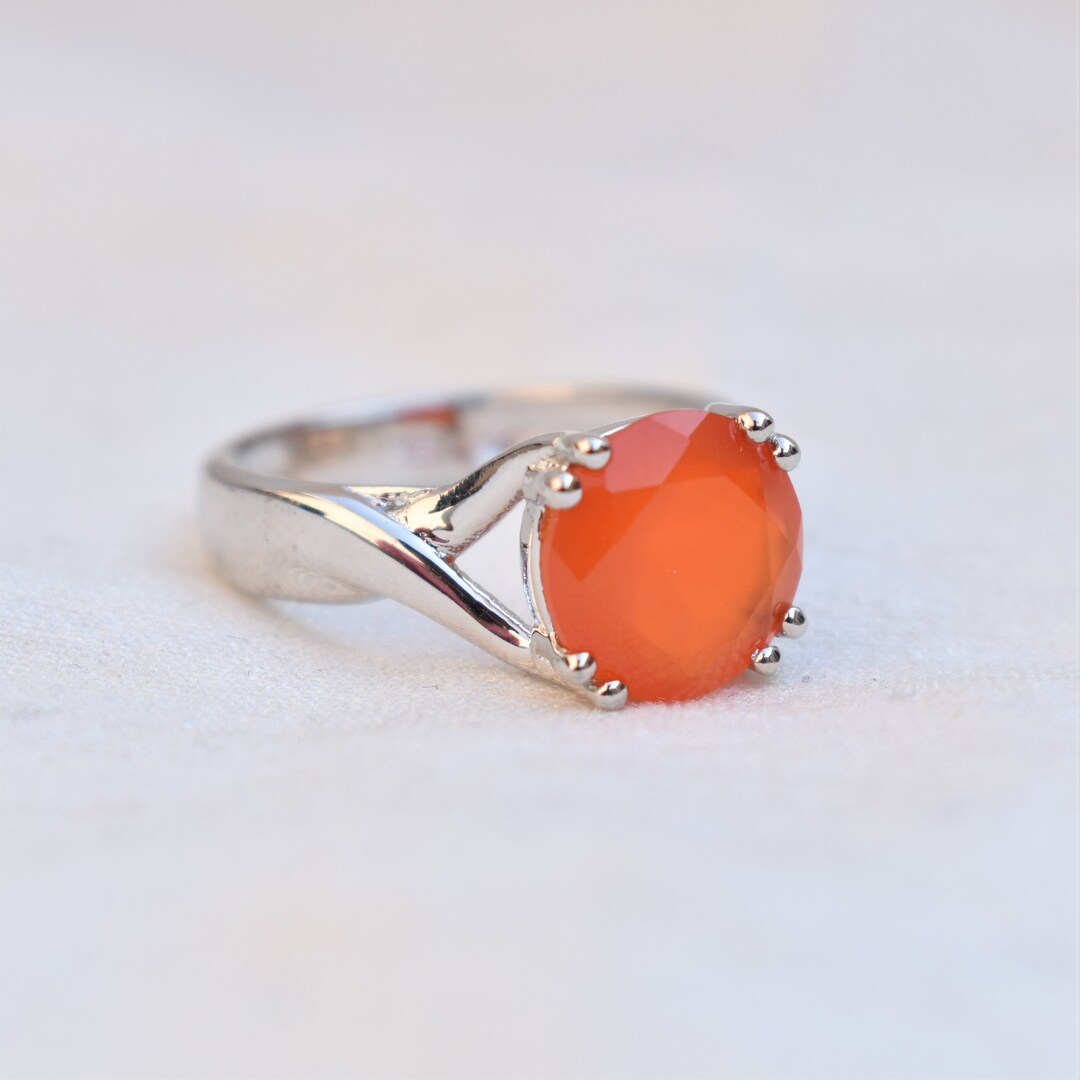 Natürlicher Karneol Ring, Karneol Sterling Silber Ring, Alltäglicher ...