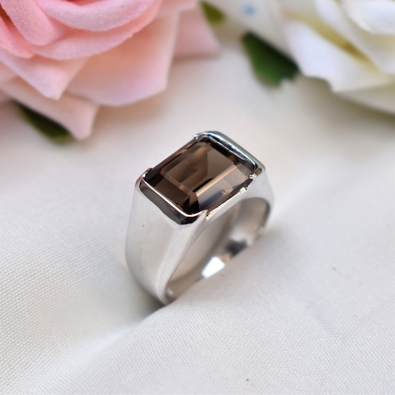 Smoky Quartz Ring Smoky Quartz Sterling Silver Ring Smoky - Etsy