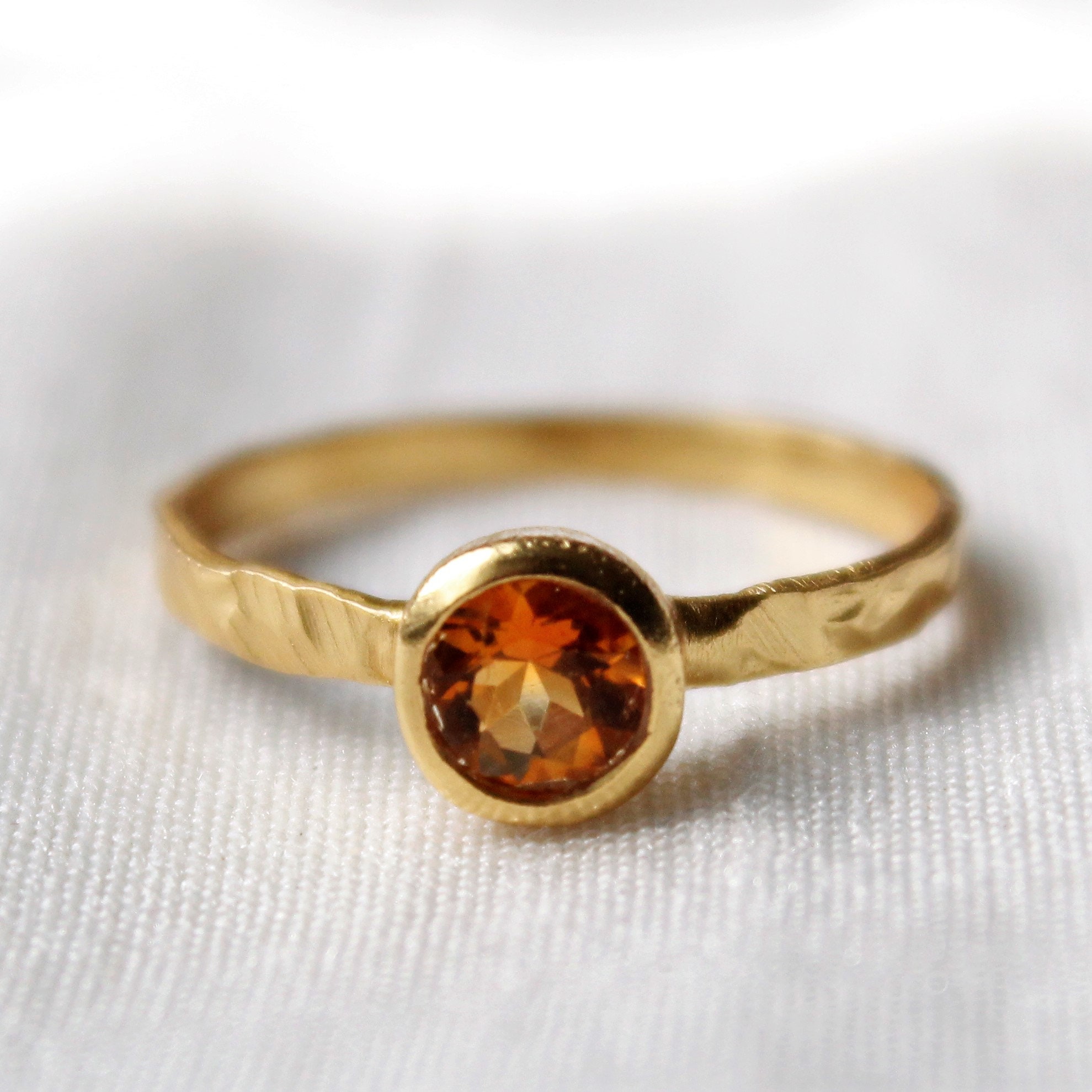 Citrine Ring, Stacking 925 Sterling Silver Ring,gold Plated,promise ...