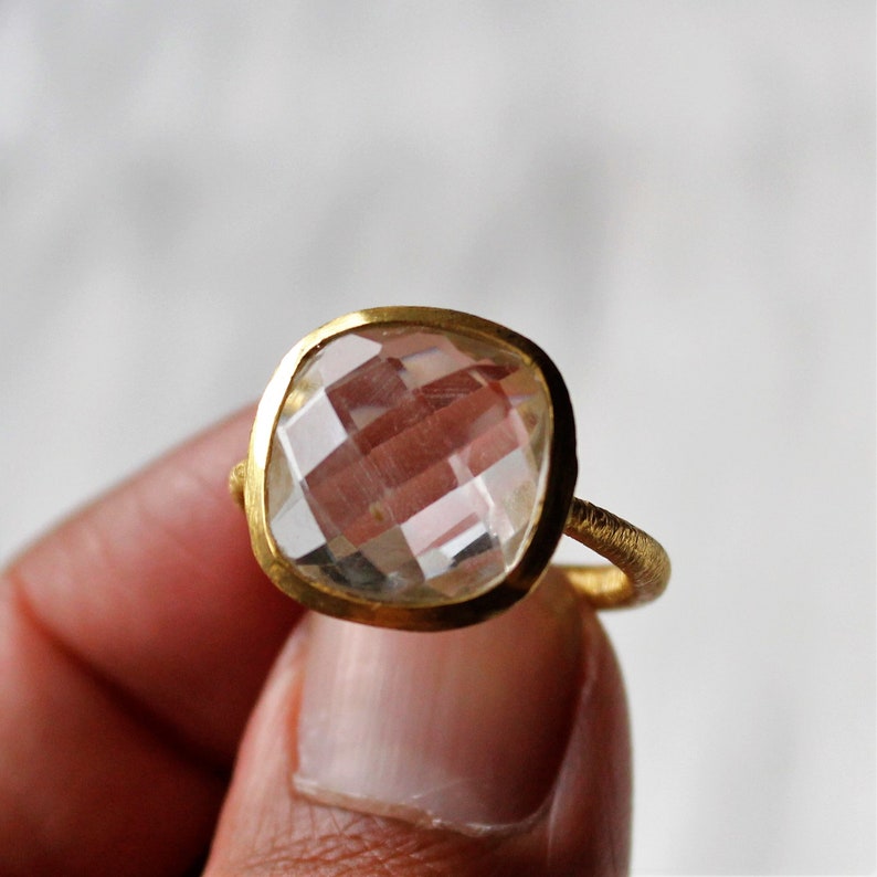 Rock Crystal Ring Sterling Silver Ring Gold Plated Ring - Etsy