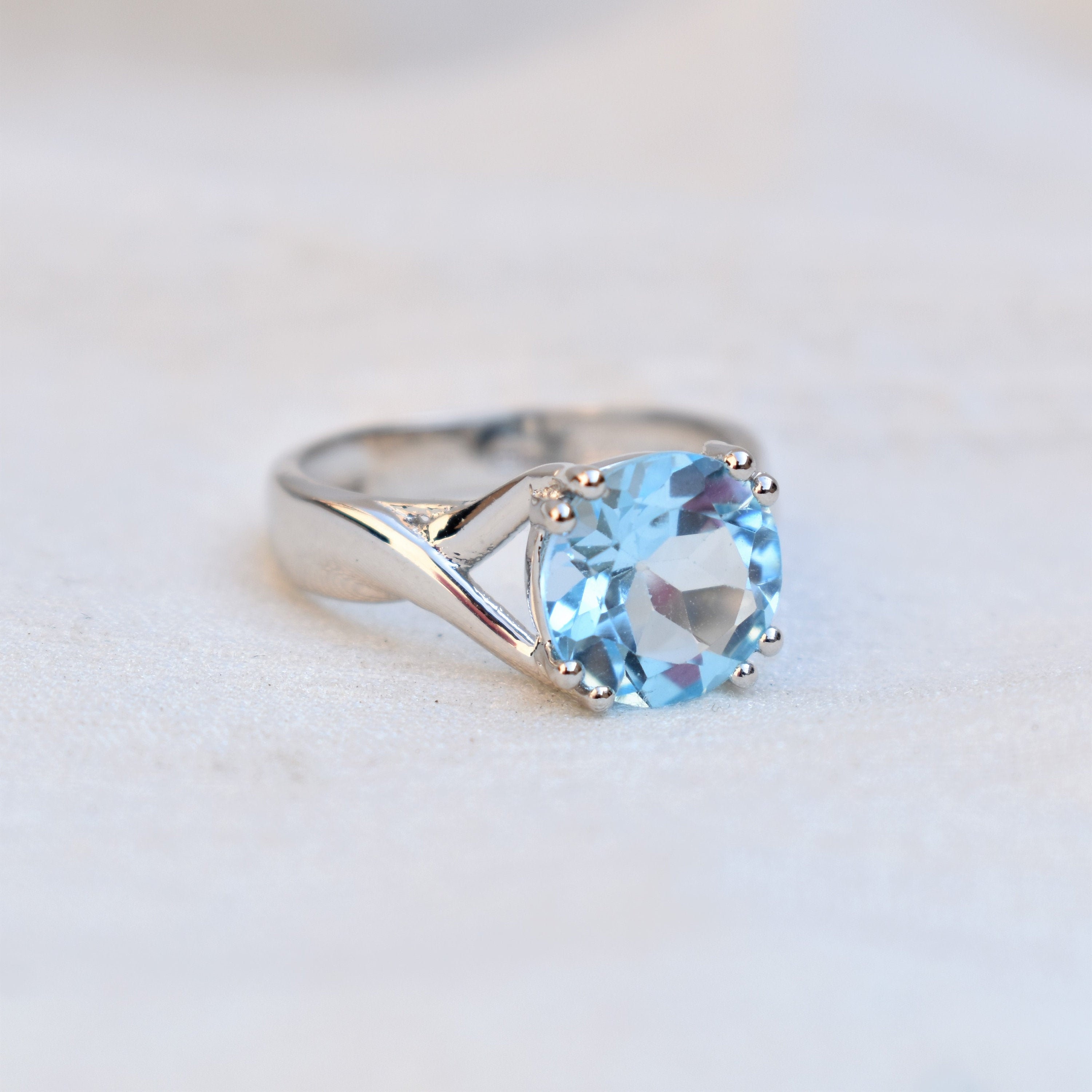 Anillo de topacio azul cielo anillo de topacio azul plata de | Etsy