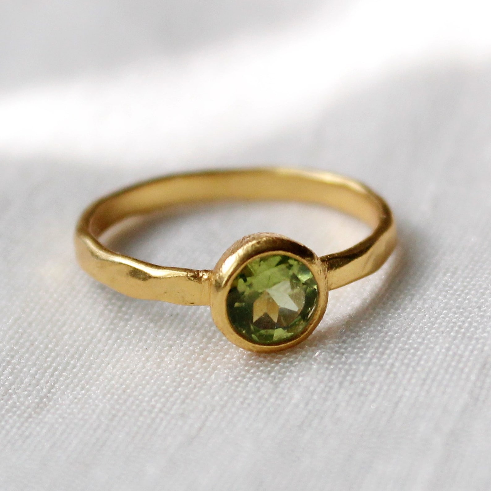 Peridot Ring 925 Sterling Silver Ring Gold Plated Everyday | Etsy
