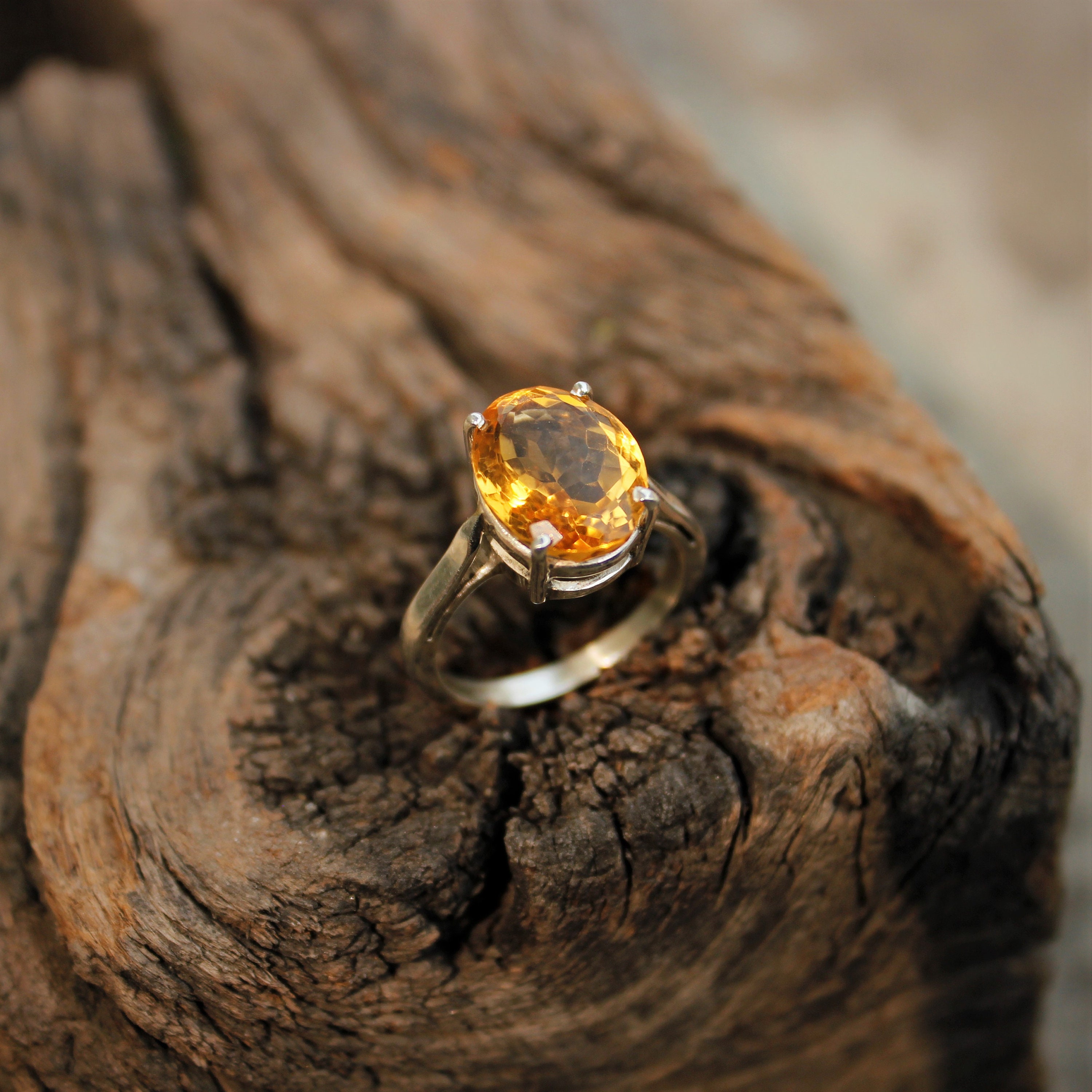 Natural Citrine Ring, 925 Sterling Silver Ring, Engagement Ring, Oval ...