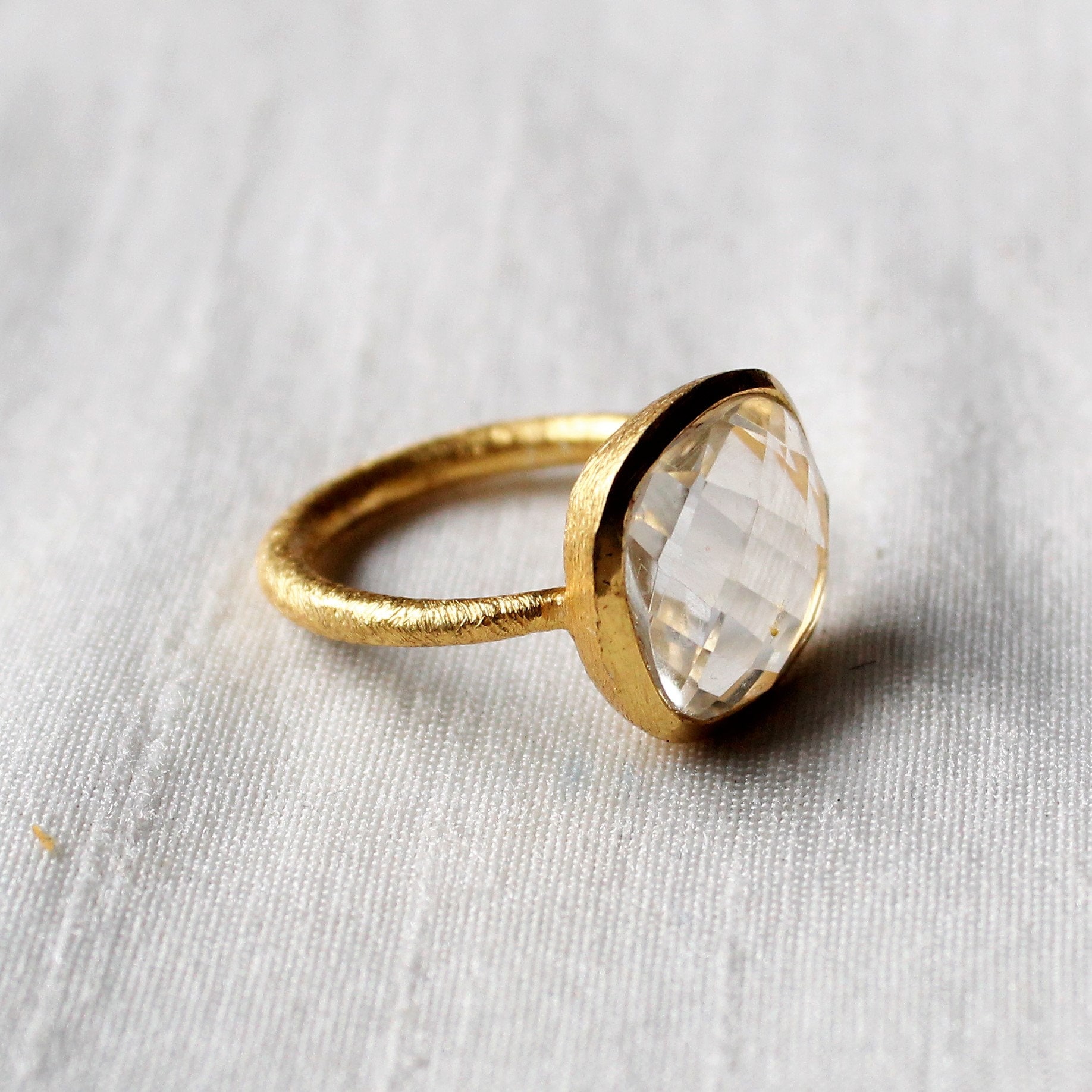 Rock Crystal Ring Sterling Silver Ring Gold Plated Ring - Etsy