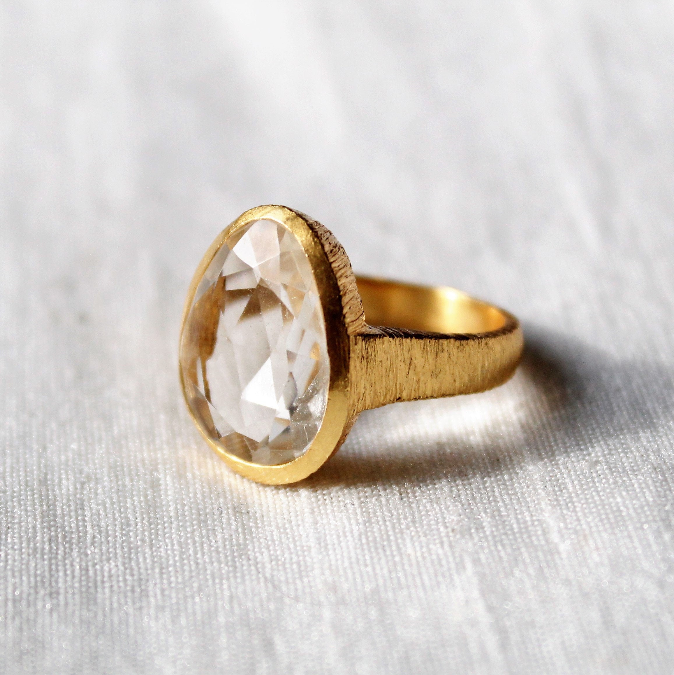 Rock Crystal Ring Sterling Silver Ring Crystal Ring Clear - Etsy