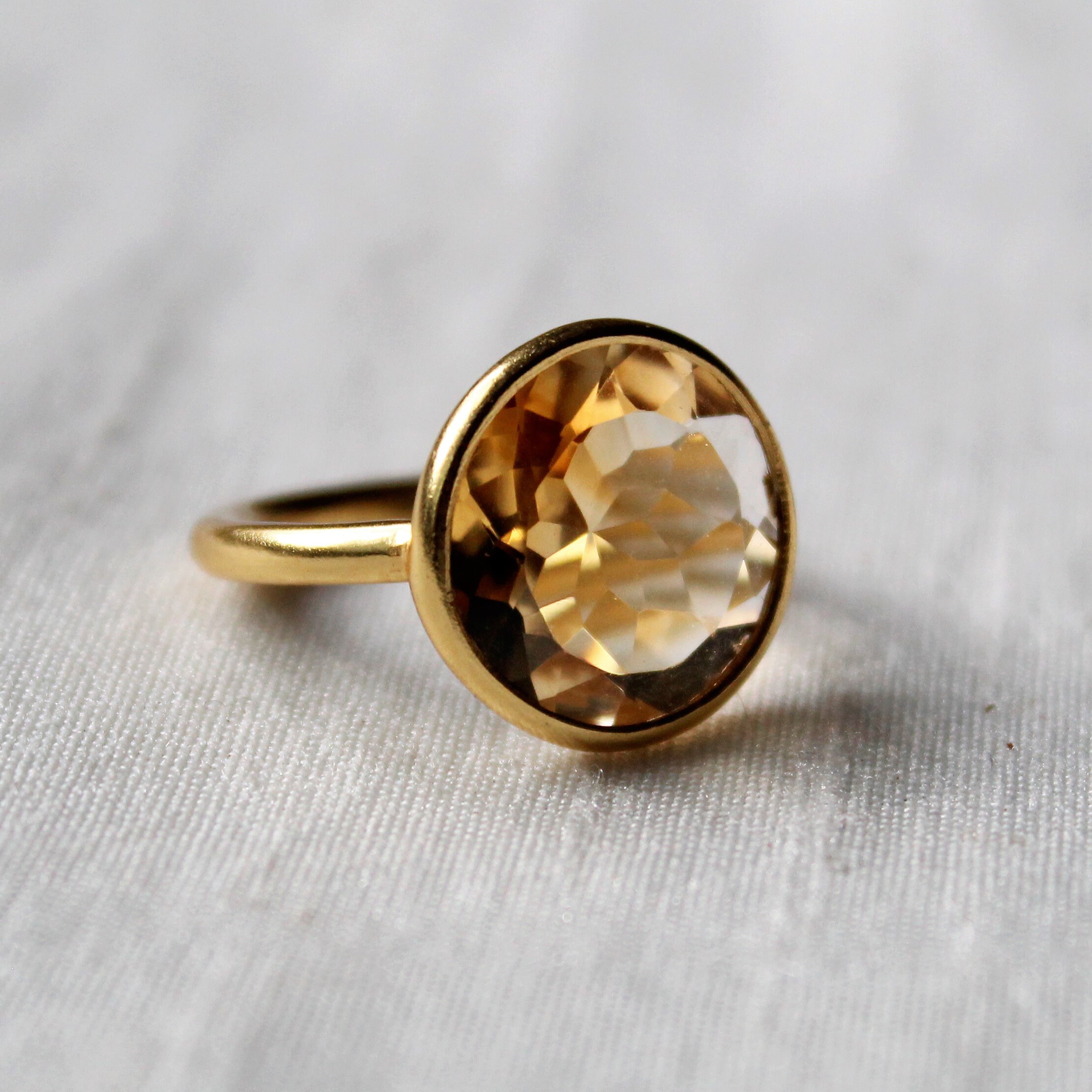 Natural Citrine Ring 925 Sterling Silver Ring Gold Plated - Etsy