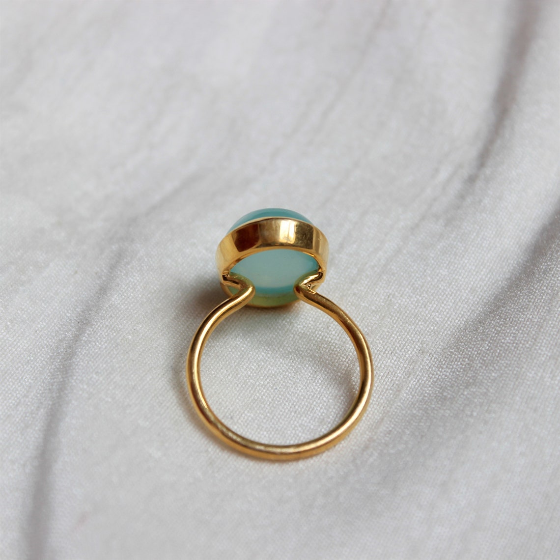 Aqua Chalcedony Ring 925 Sterling Silver Ring Gold Plated | Etsy