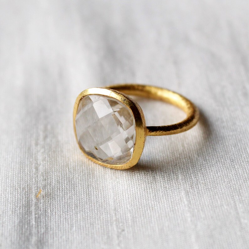 Rock Crystal Ring, Sterling Silver Ring, Gold Plated Ring, White ...