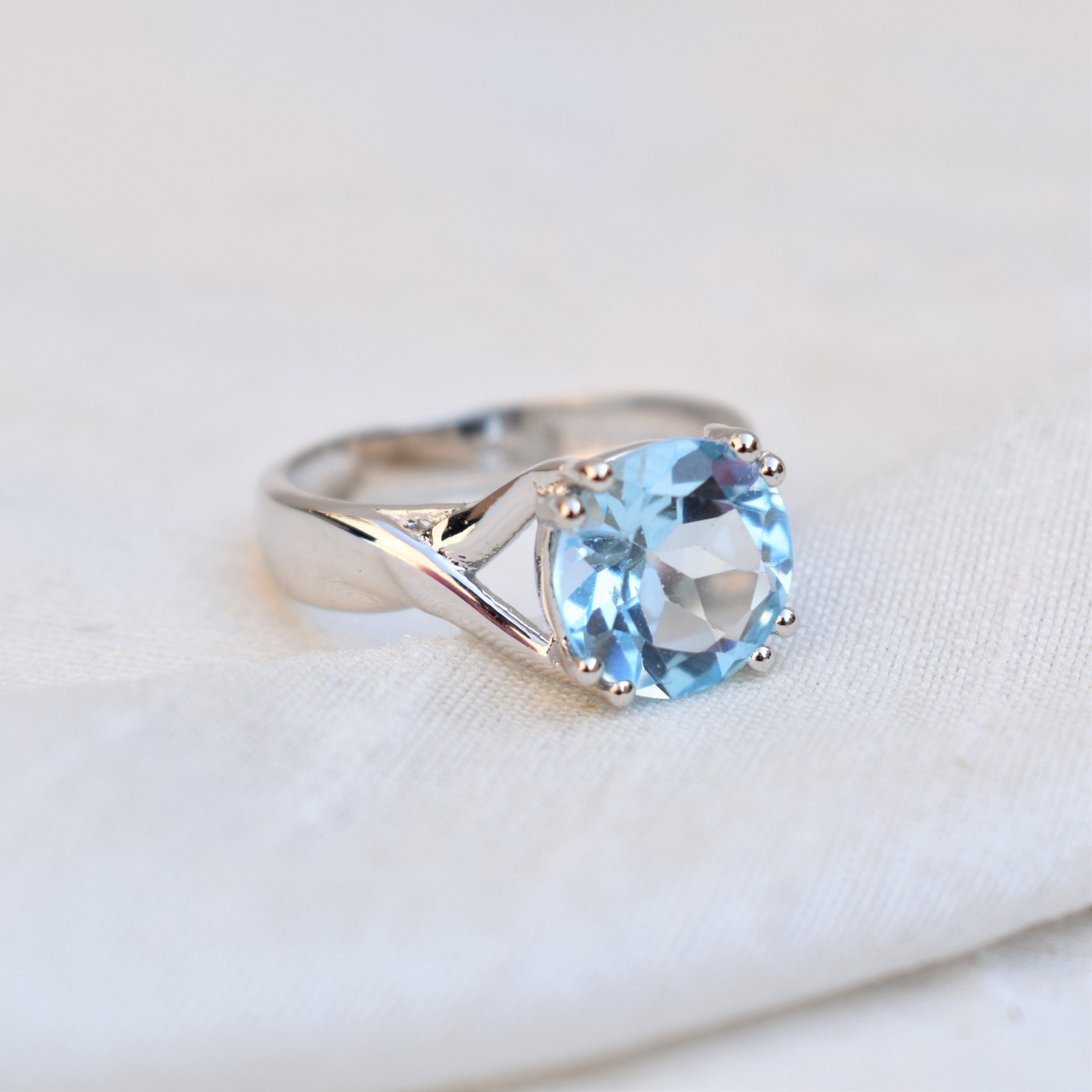 Anillo de topacio azul cielo anillo de topacio azul plata de | Etsy
