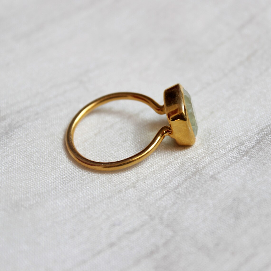 Prehnite Ring Sterling Silver Ring Gold Plated Ring Green - Etsy