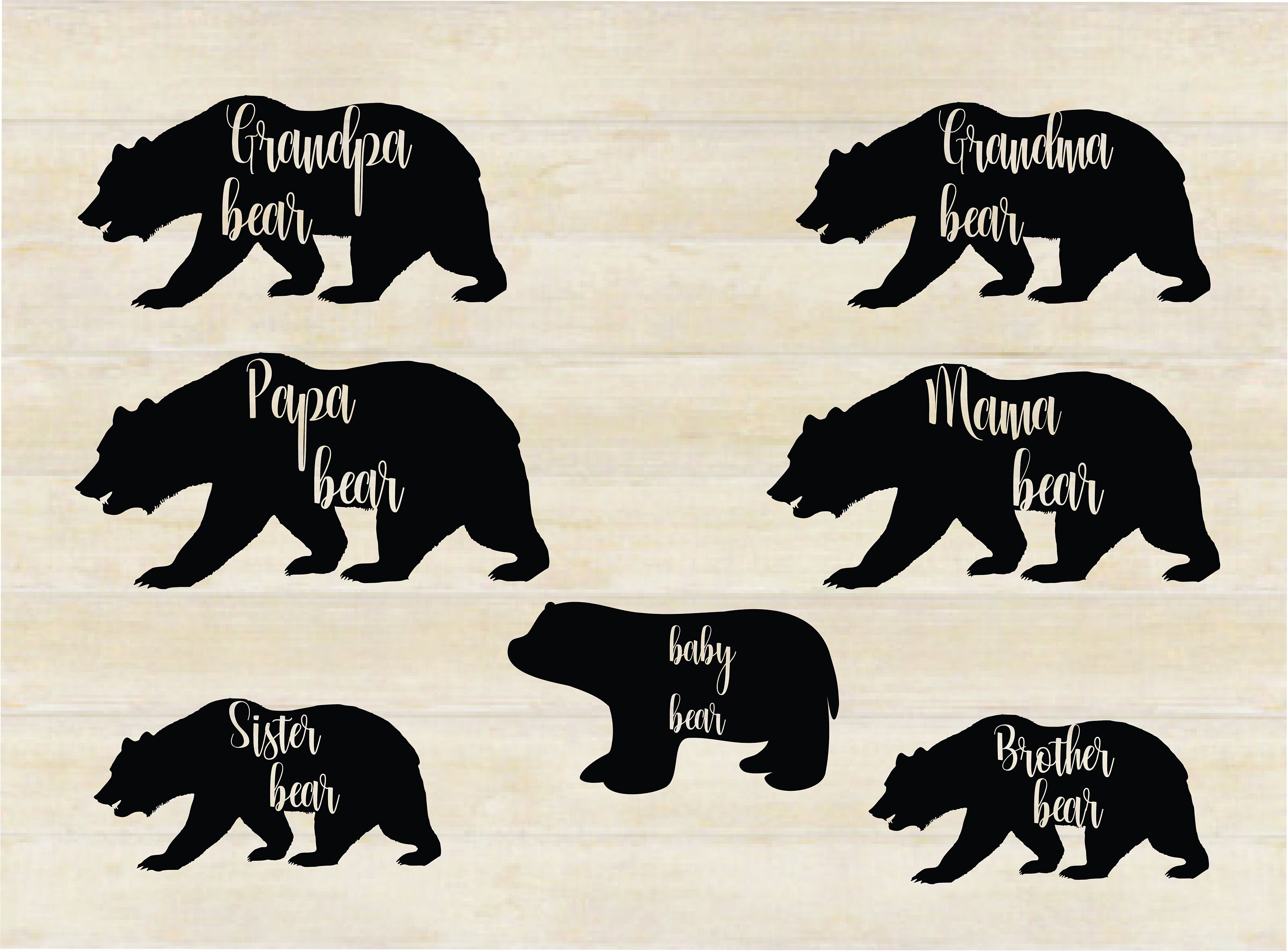 Family Bear, Mama Bear Svg Files, Papa Bear Svg, Brother Bear Svg ...