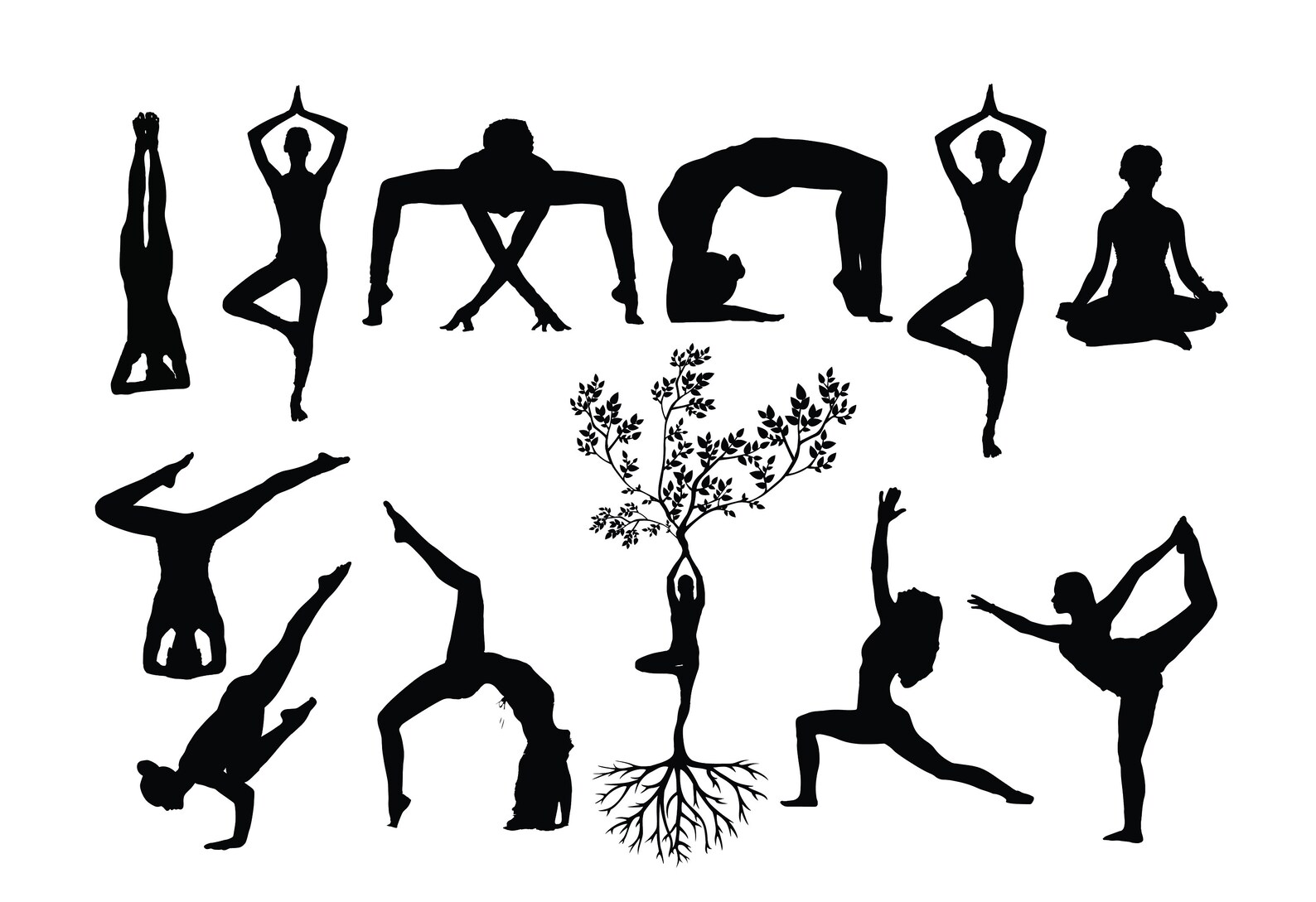 Yoga Silhouettes SVG Yoga Clipart Yoga Pose Svg Meditation - Etsy