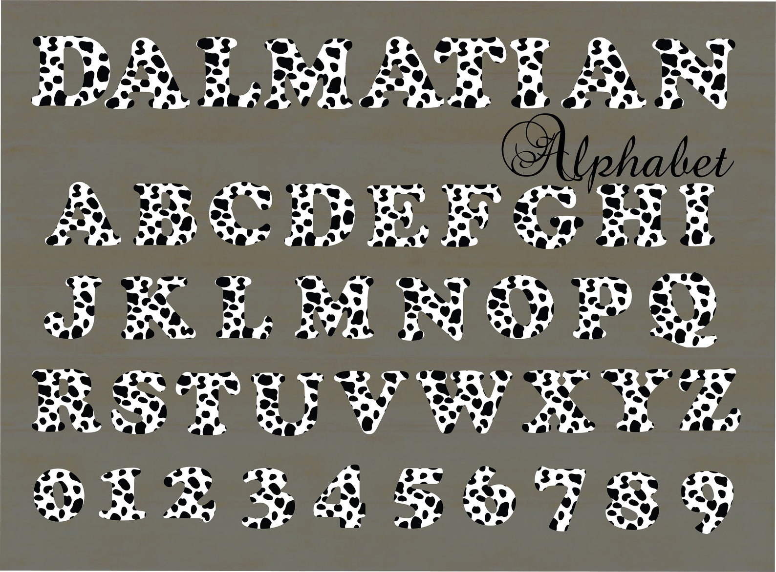 DALMATIAN Alphabet SVG DALMATIAN Font Animal Print Alphabet - Etsy