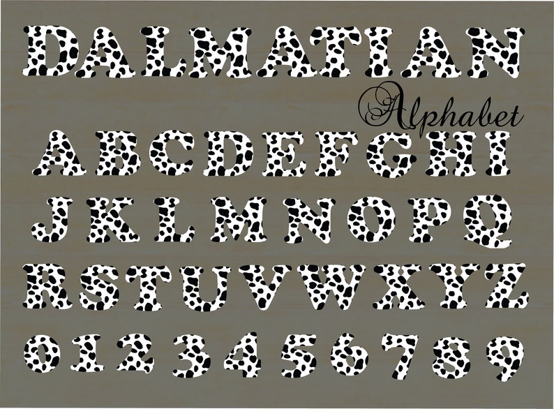 Dalmatian Print Alphabet (svg, Png, Ai, Dxf) Clipart - Etsy