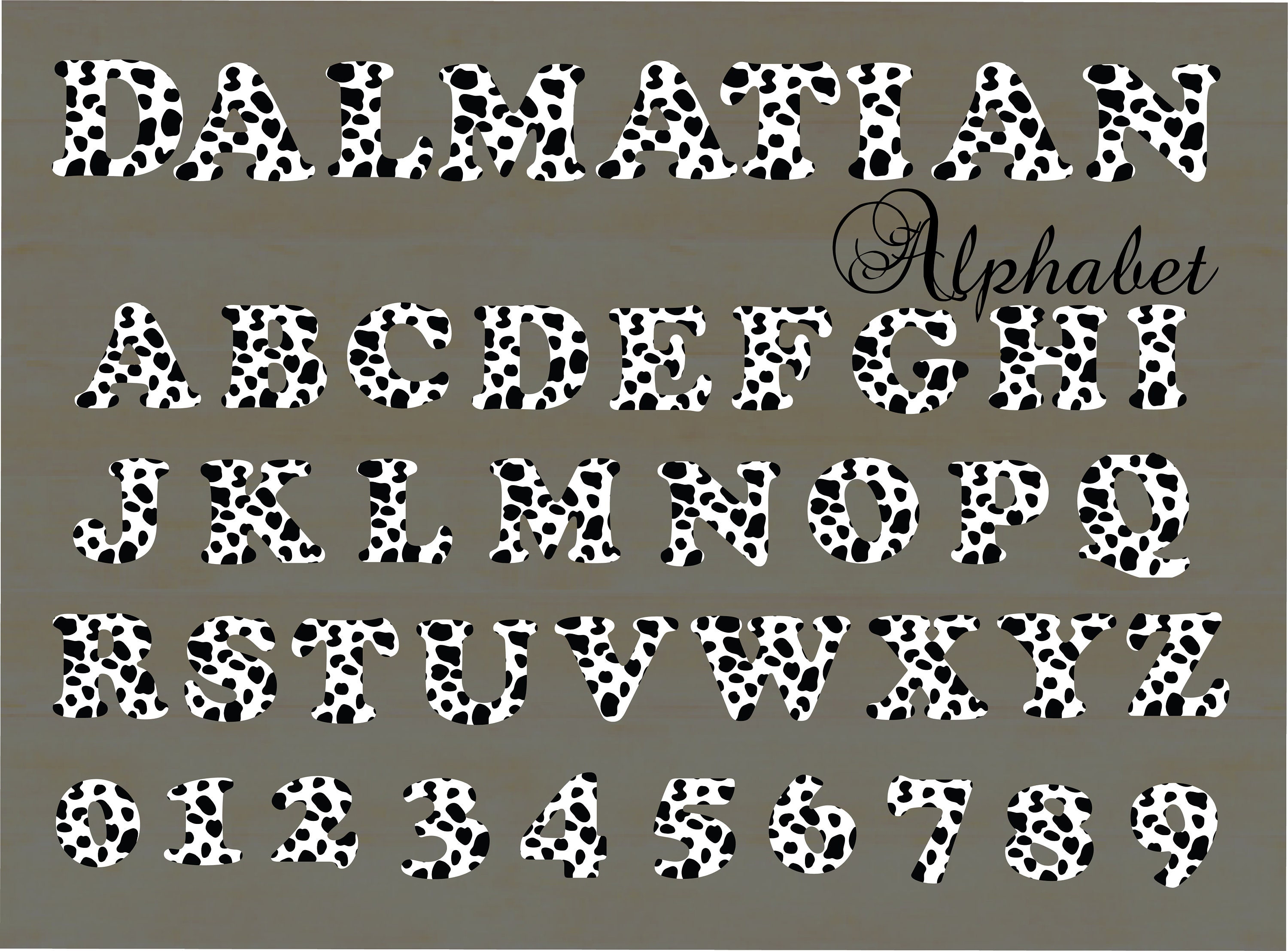 DALMATIAN Alphabet SVG, DALMATIAN Font, Animal Print Alphabet ...