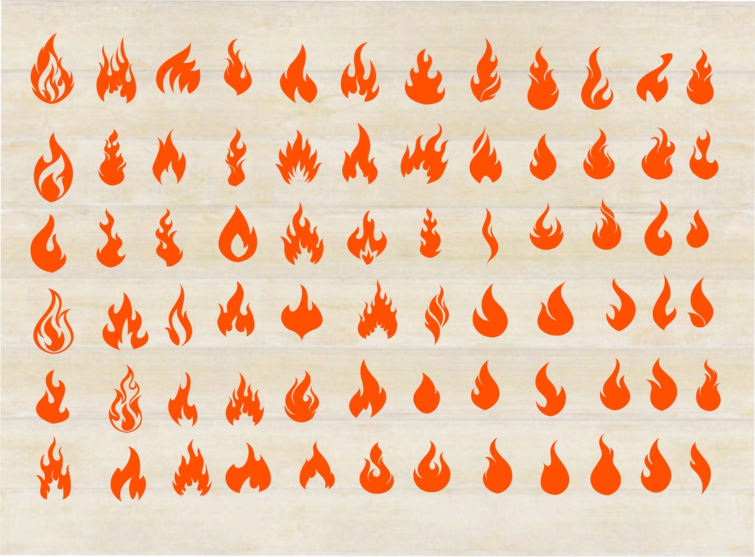 FIRE BUNDLE SVG | 72 Flames Designs | Flames Designs | Fire Silhouette ...