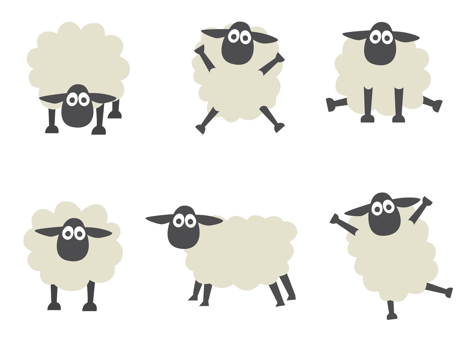 FUNNY SHEEP VECTOR Bundle, silueta de oveja, diseño divertido de oveja ...