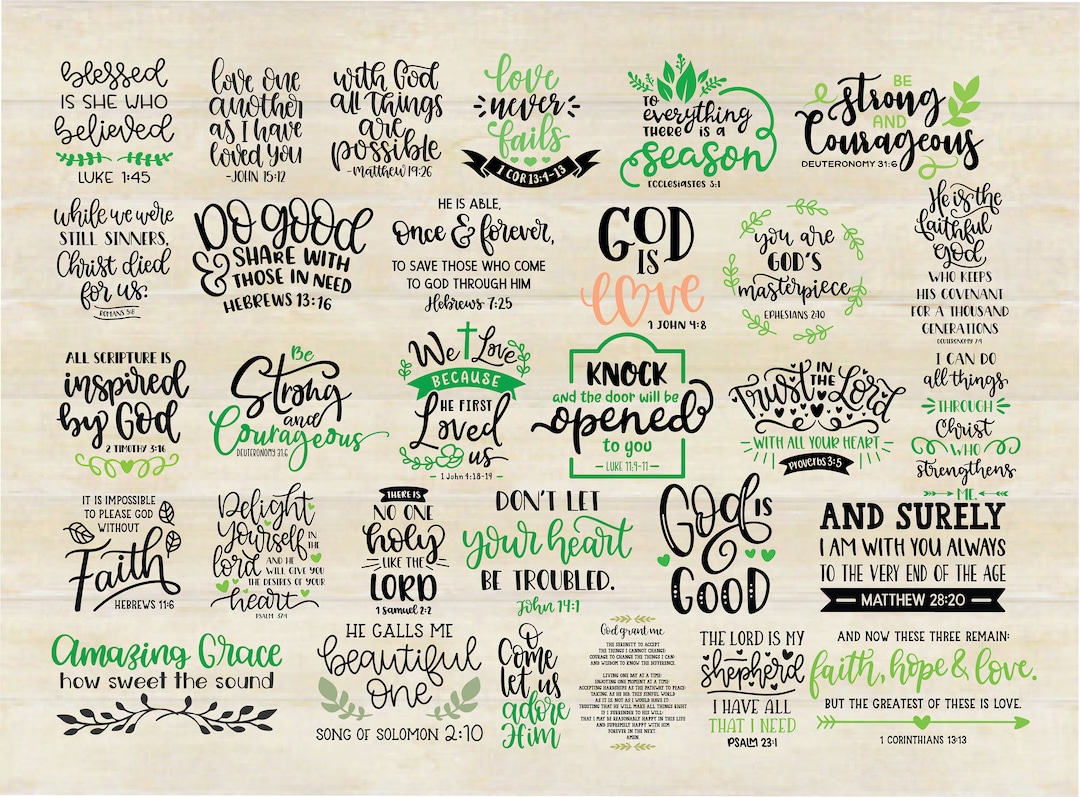 BIBLE VERSE SVG Bundle, Scripture Bundle, Christian Pack, 30 Religious ...
