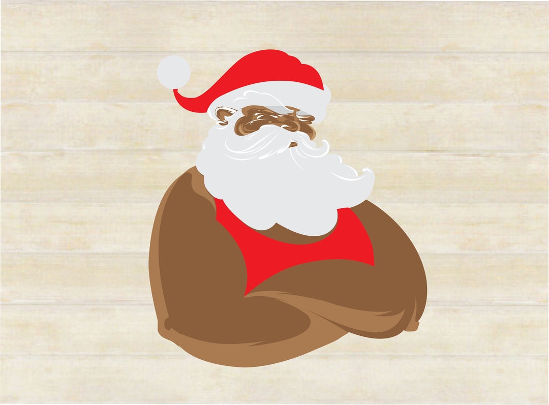 Black Santa SVG and PNG, Bad Boy Santa, Santa Silhouette, Christmas ...